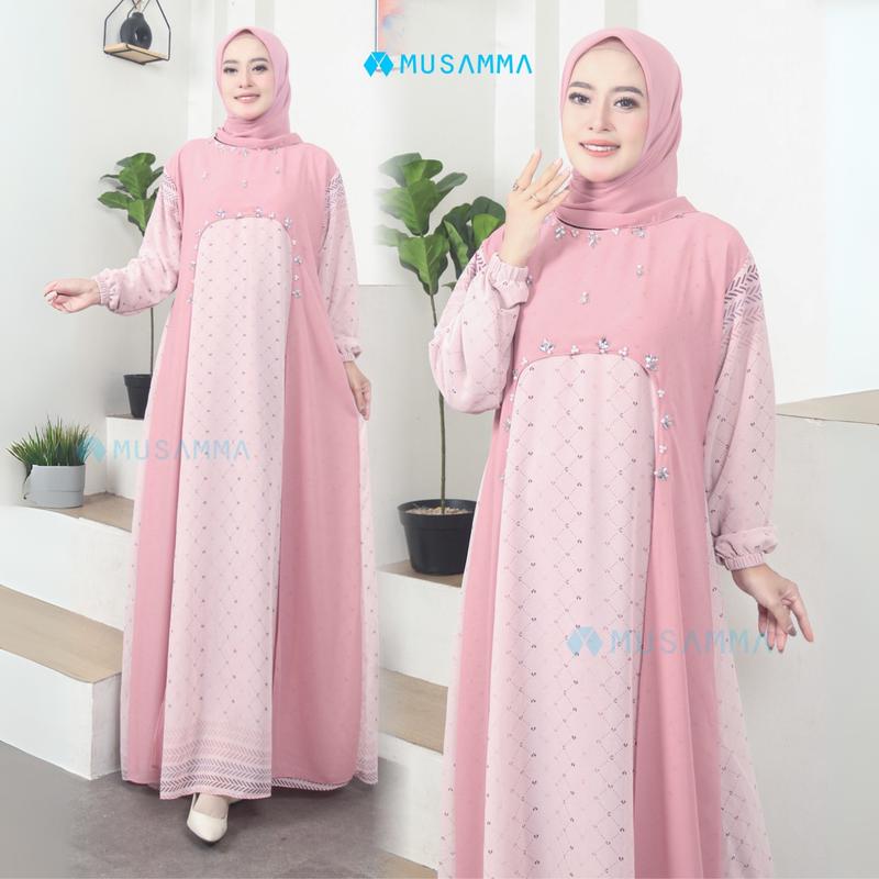 ANNISA DRESS - Gamis Ceruty Polos Mix Ceruty Print Full Furing - Shop ...