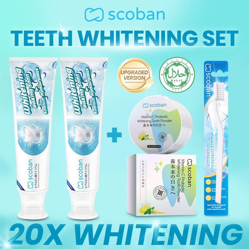 20×Whitening Scoban Teeth Whitening Powder + Toothpaste Vitamin ...