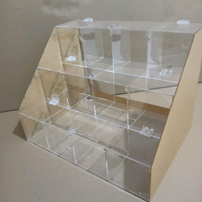 Box akrilik tempat permen / bok serbguna akrilik 3 tingkat 12 ruang ...
