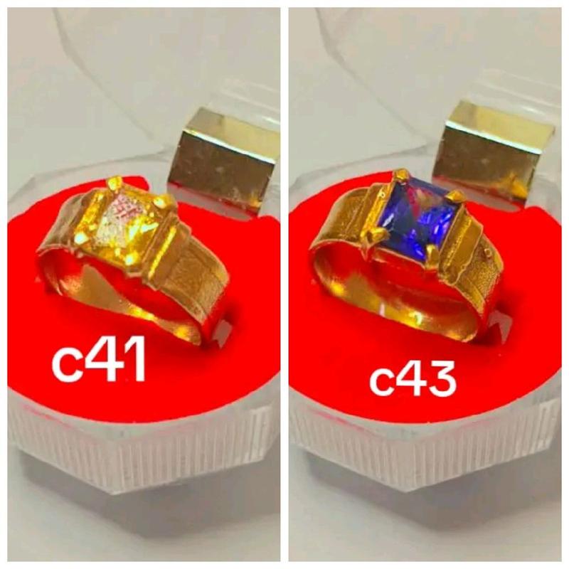 cincin permata biru, kuning sepuh emas 24 karat lapis krista - Shop ...