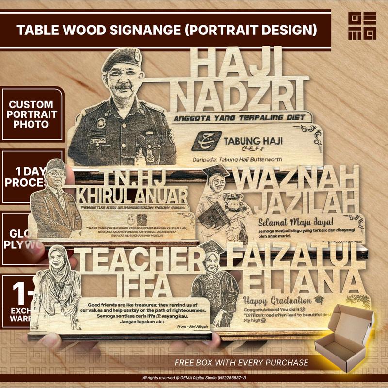 custom plaque gift hadiah hari guru cenderahati plak kayu portrait ...