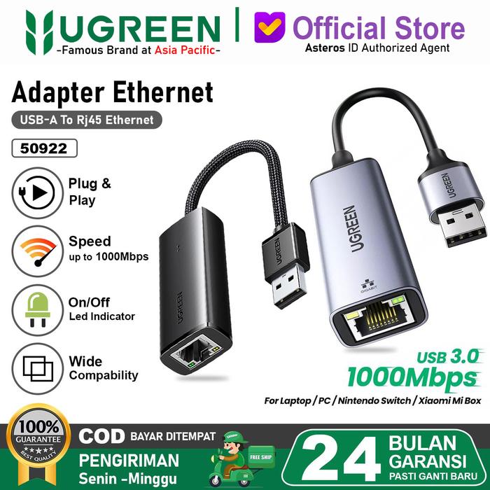 Jual UGREEN Adapter Ethernet USB to RJ45 Dan Type C to RJ4 Gigabit ...