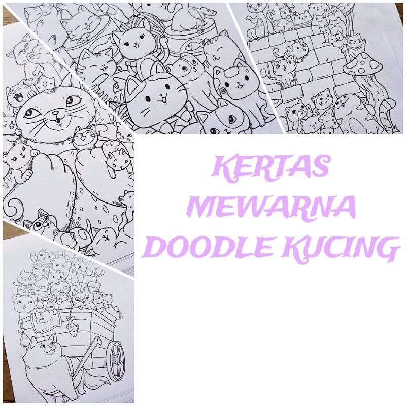 KERTAS MEWARNA DOODLE KUCING/ COLORING PAGES FOR KIDS/ADULT PAPER ...