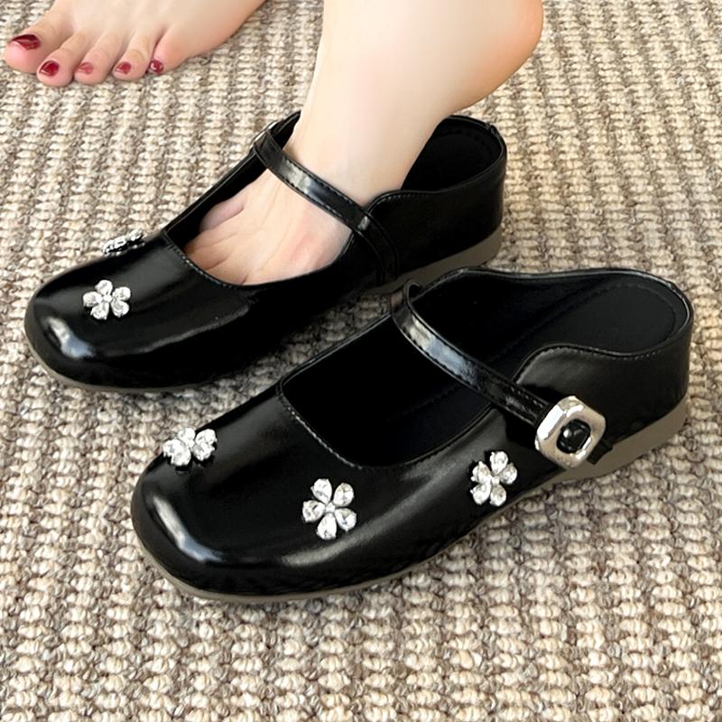 Aitaolian 5cm Square Mules Casual Flat Soft Leather Women's Footwear ...