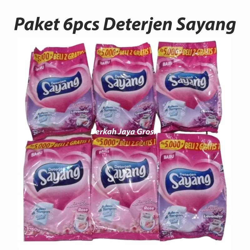 Paket 6 Pcs Sayang Detergen Bubuk Sabun Cuci Aroma Wangi Detergent ...