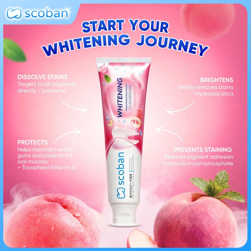 Scoban Peach Fresh Whitening Toothpaste - Dissolves Stains, Brightens ...