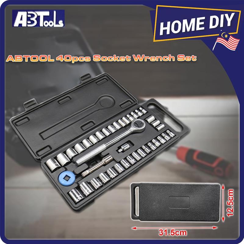 ABTOOL 40pcs Hand Tools Ratchet Socket Set Tool Box Spanner Set ...