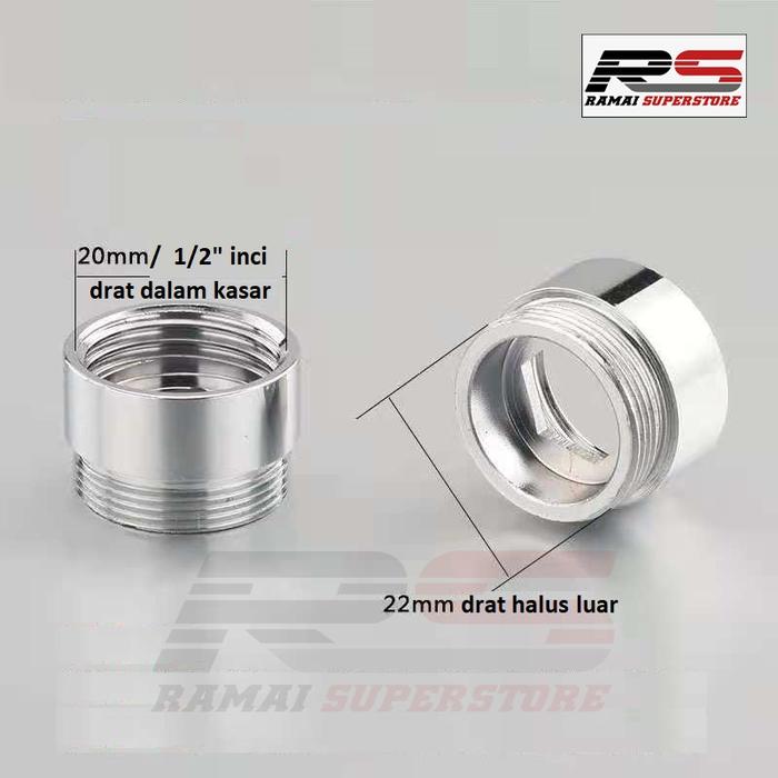 Jual Adaptor Keran Konektor Kran Konventer Drat 1/2 inci ke 22 mm ...