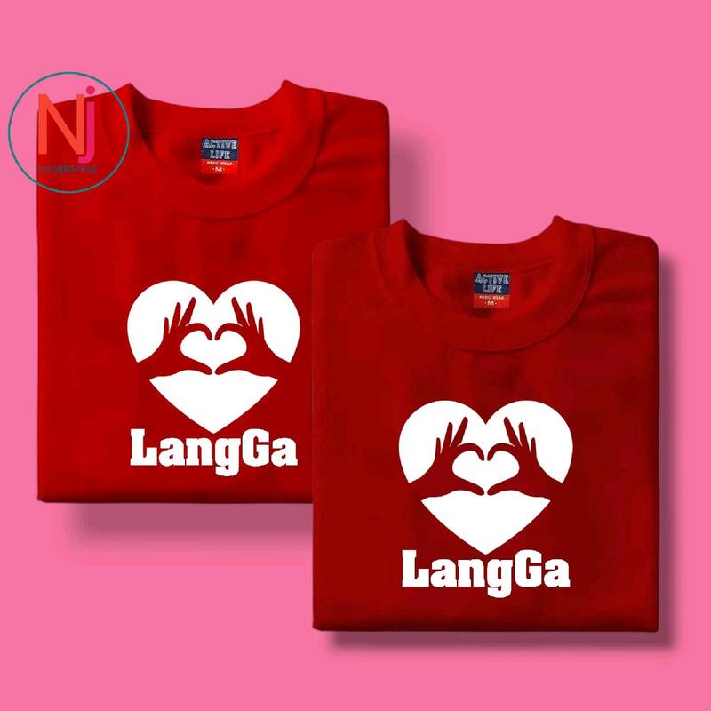 couple 2pcs langga Tshirt printed design cotton fabric round - TikTok ...