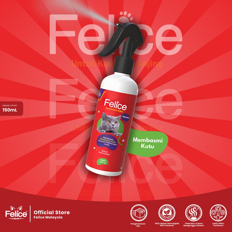 Felice | Spray Kutu Hama Flea Ticks Untuk Kucing & Anjing 150mL ...