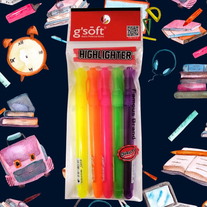 G'SOFT HIGHLIGHT MARKER SERIES [5 PCS in 1] - TikTok Shop Malaysia