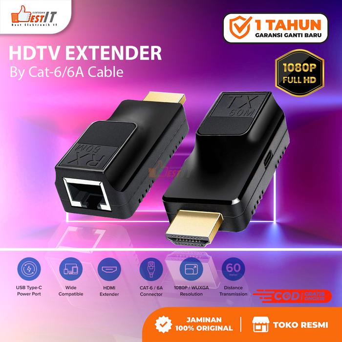 Jual HDMI HDTV Extender Over Ethernet 60M RJ45 to HDMI Converter ...
