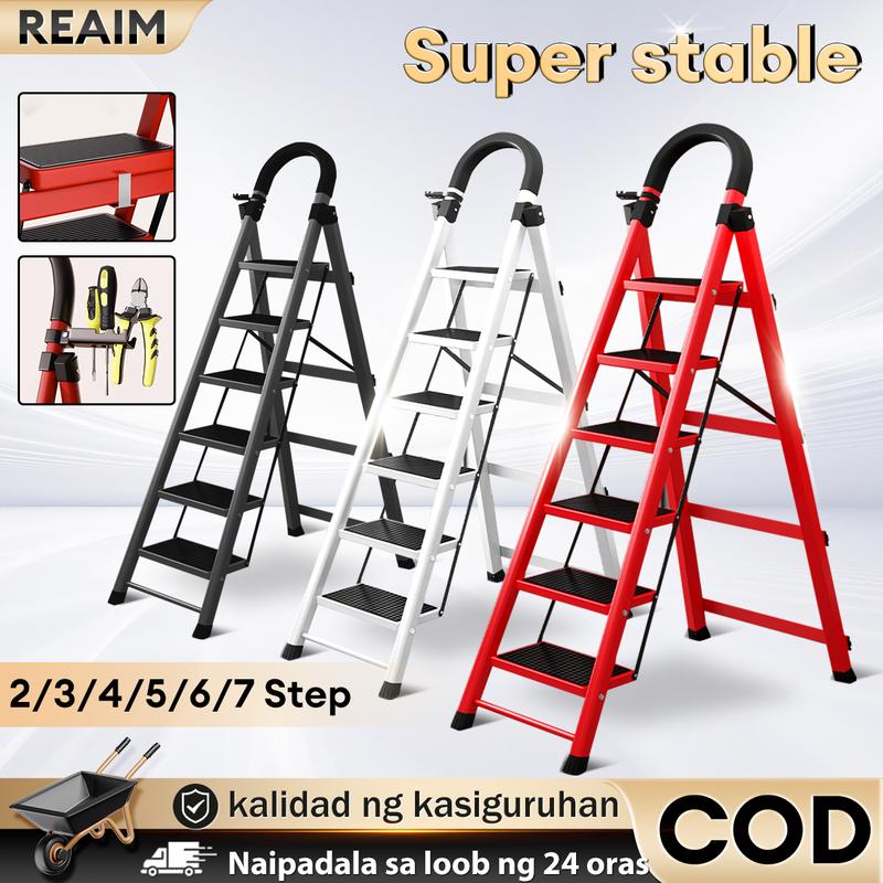 Folding Ladder Step Ladder Carbon Steel Thicker Ladder 3/4/5/6/7 ...