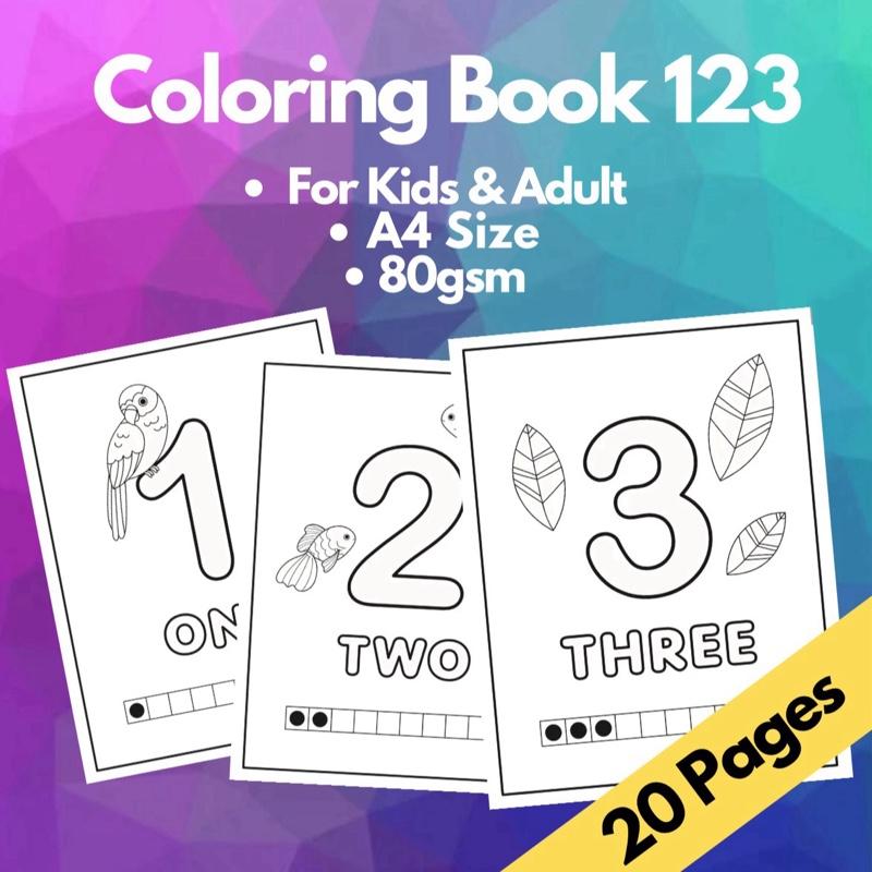 Coloring Book 123 & Tracing 123 A4 80gsm / Latihan Menulis 123 - TikTok ...