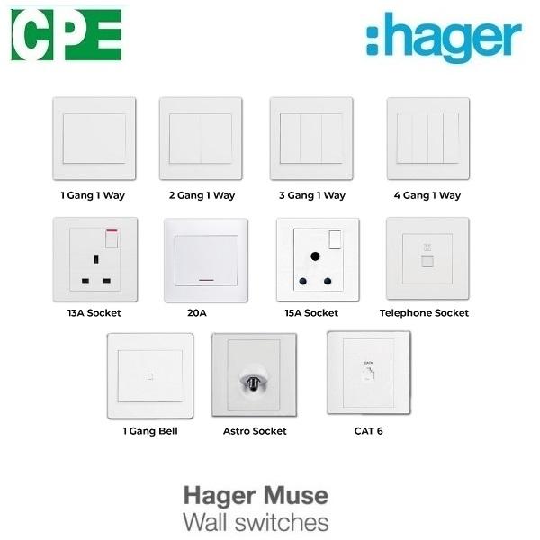 Hager Muse Series Full Range Switches & Socket - TikTok Shop Malaysia
