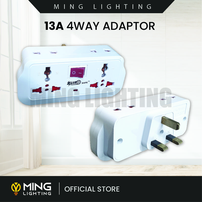 13A 4 Way Universal Adaptor UK 3 Pin Plug Multi Adapter Neon - TikTok ...