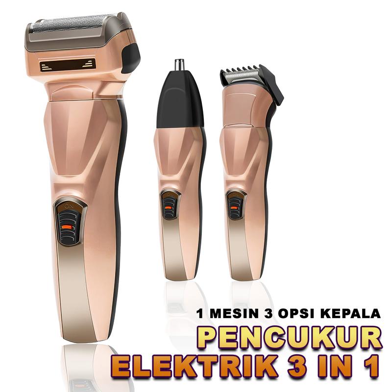 Alat Cukur Rambut elektrik Shaver Alat Cukur Set 3 in 1 Man Grooming ...