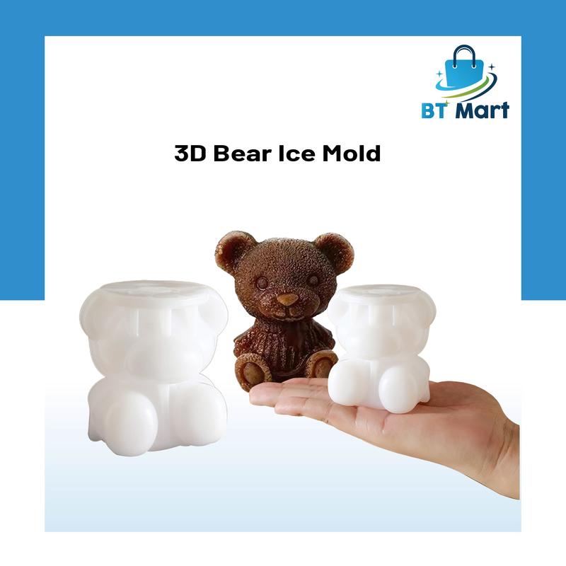 3D Silicone Cute Bear Ice Block DIY Ice Cube Mold Ice Cream Silicone ...