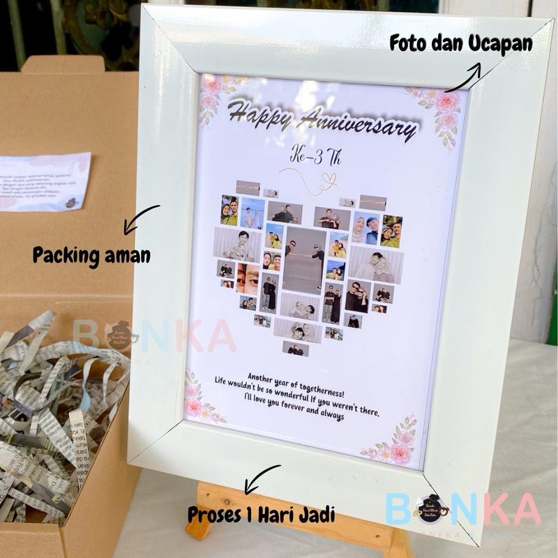 Frame Kolase Foto Putih Love 2D Ukuran 20x17 cm Hadiah Ulangtahun ...