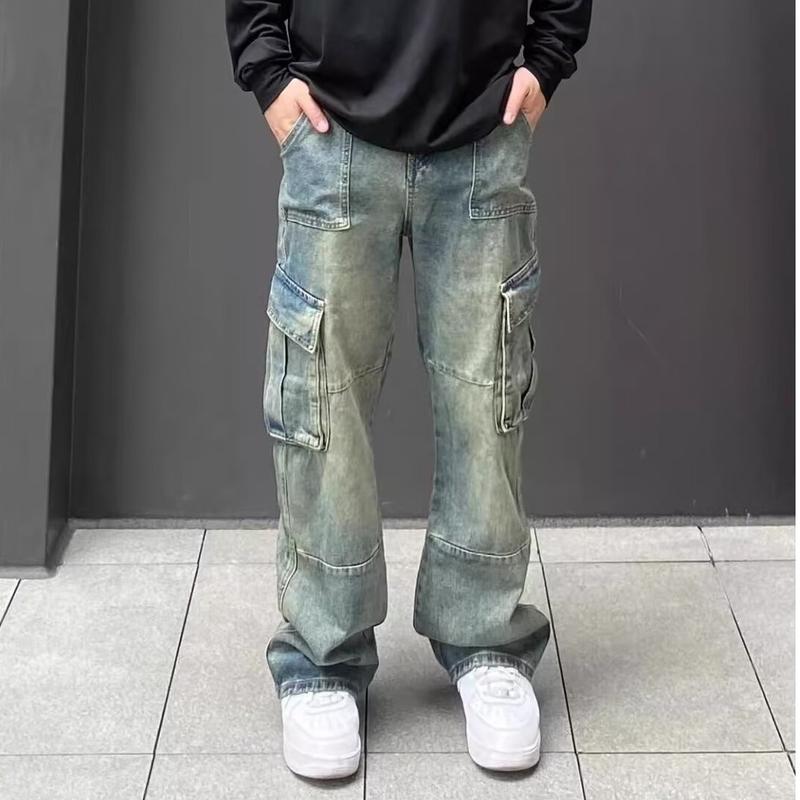 Overall Denim Biru Retro, Gaya Amerika, Saiz S-3XL, Rekaan Dibasuh ...