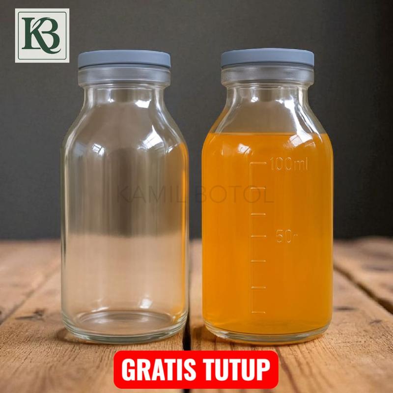 Botol Jus Kaca Botol Asi Kaca 100ml + Tutup - Cocok Untuk Wadah ASI ...