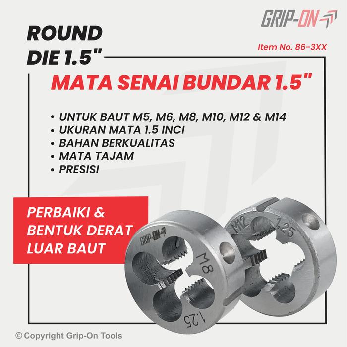 Jual GRIP-ON ROUND DIE – GRIP-ON MATA SENAI BUNDAR – UKURAN MATA 1,5 ...