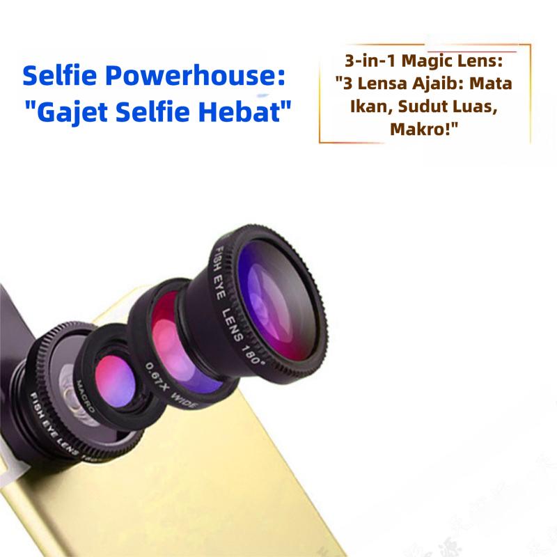 3-in-1 Fisheye，Wide Angle，Macro Lens for Phone ，Clip-on HD Selfie ...