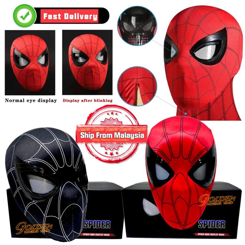 Spiderman 1:1 Headgear Cosplay Moving Eyes Mask Retractable Helmet ...