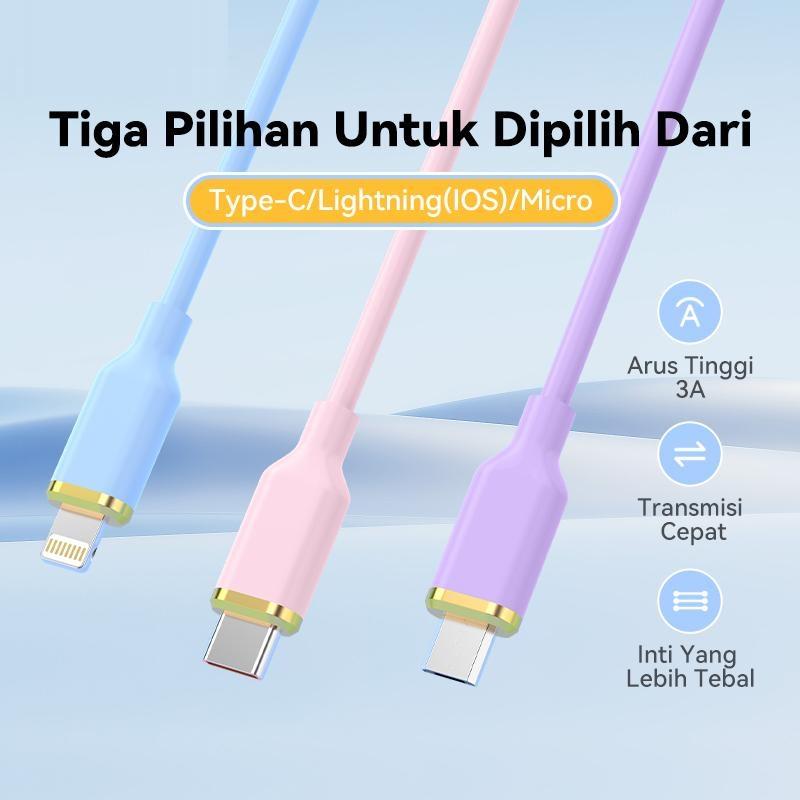 Cable Kabel Data Led Fast Charging 3A USB to Type-C/Lightning/Micro ...