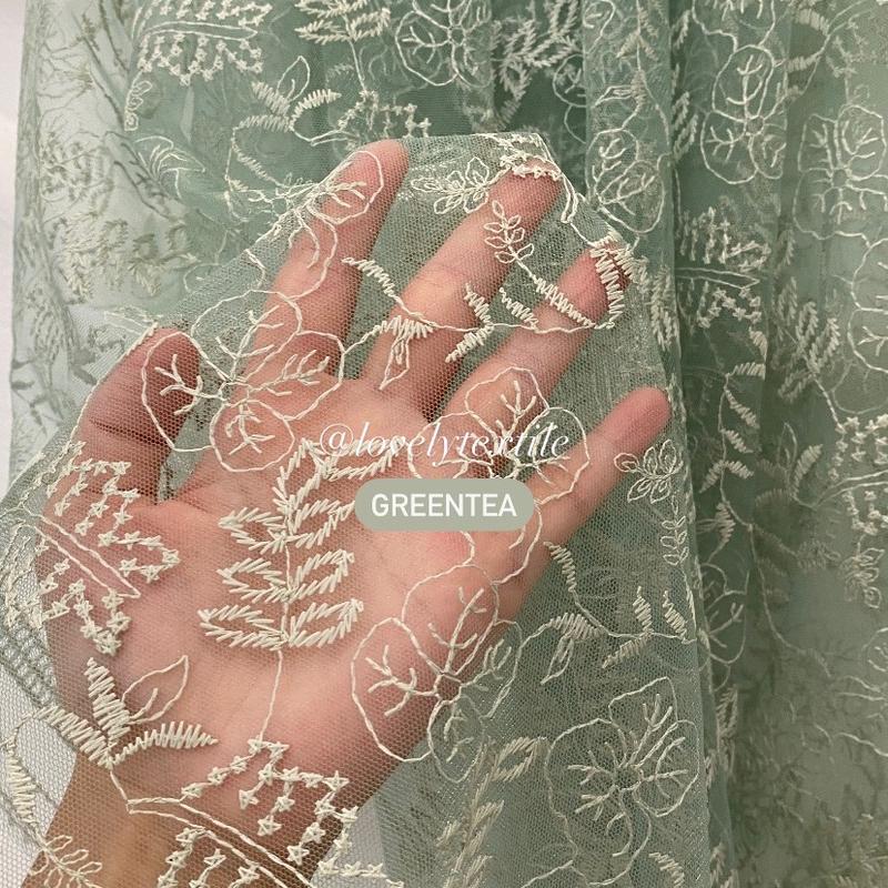 Kain Brokat Tile Meteran Kebaya Tulle Bordir HAZEL - Lebar 1,5 - Shop ...