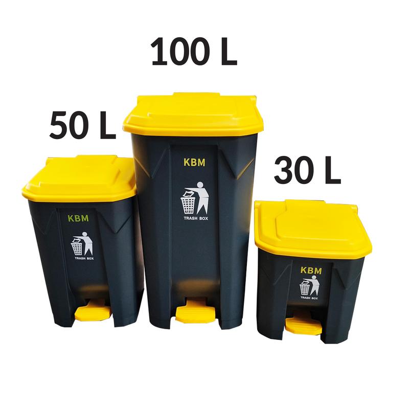 KBM Yellow & Black Dustbin (30L / 50L / 100L) - TikTok Shop Malaysia