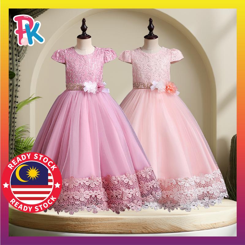 [5-9±Yrs] Kids Dress Girl Dress Budak Princess Gaun Budak Cotton ...