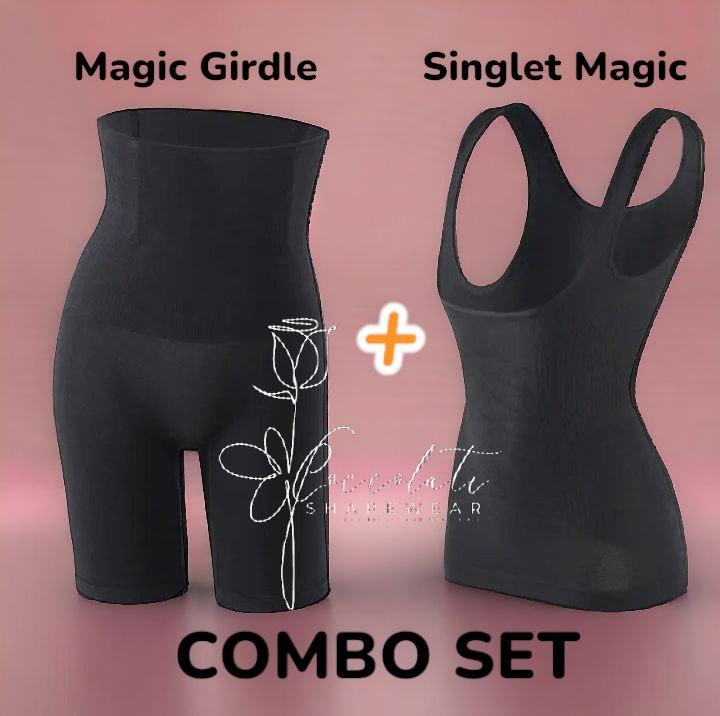 COMBO SET GIRDLE MAGIC + SINGLET MAGIC COCCOLATI Polyester Plain ...