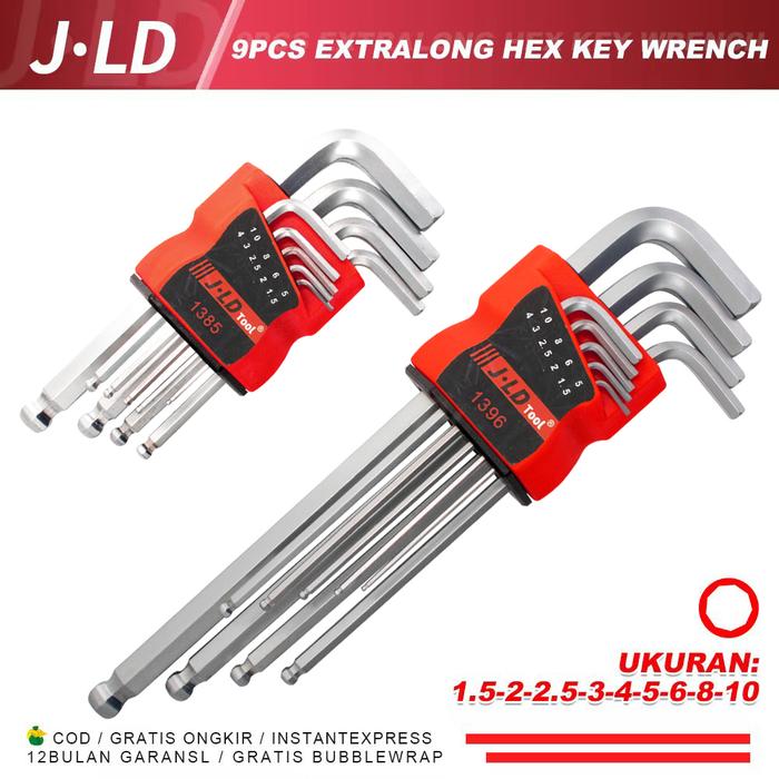 Promo JLD Kunci L Set 9 PCS Ball Point Hex ( 1.5 - 10 MM ) Ball Point ...