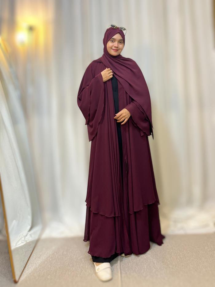 Jual Outer Abaya Saudi dua layer Style | Outer Abaya Timur Tengah ...