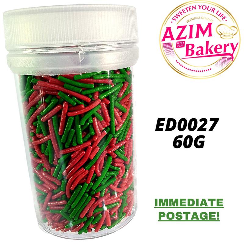Christmas Colour Rice Sprinkles 60g | Green Red Colour Rice Sprinkles ...