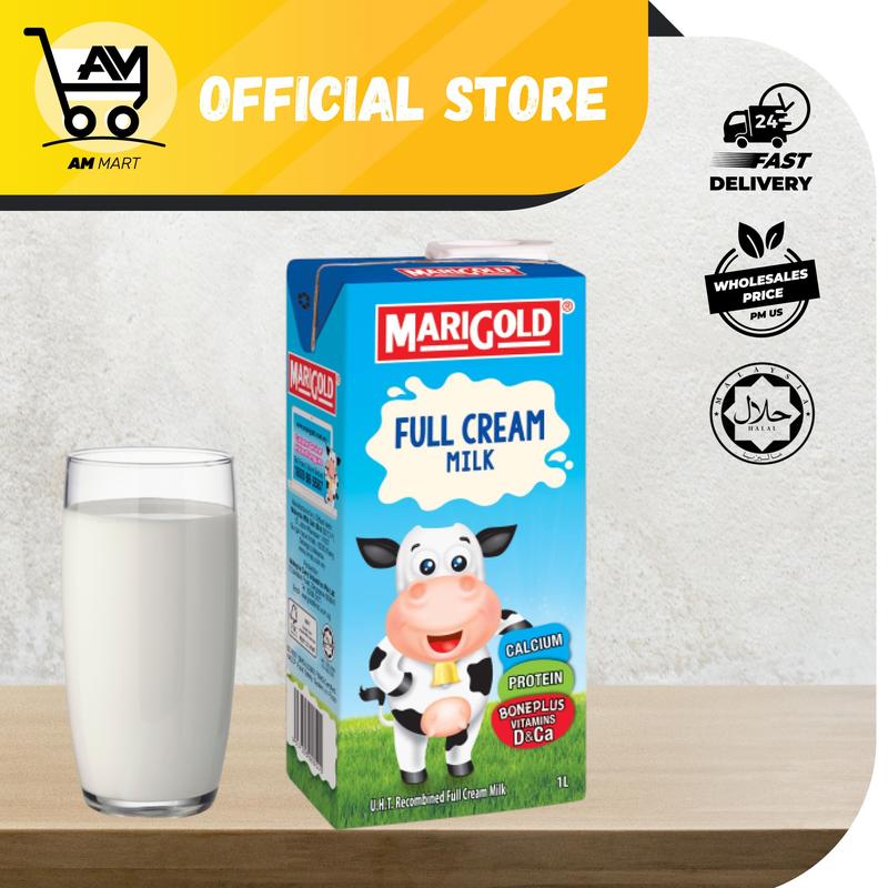 MARIGOLD UHT Full Cream Milk / Susu Penuh Krim #1L (HALAL) - TikTok ...