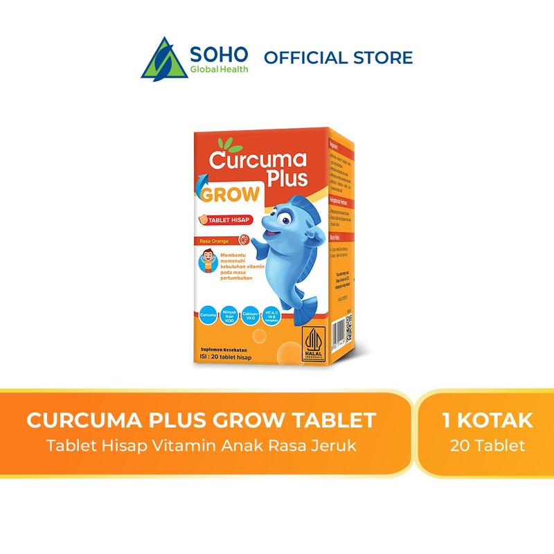 Curcuma Plus Grow Tablet Hisap Multivitamin Rasa Jeruk @20 Tablet ...