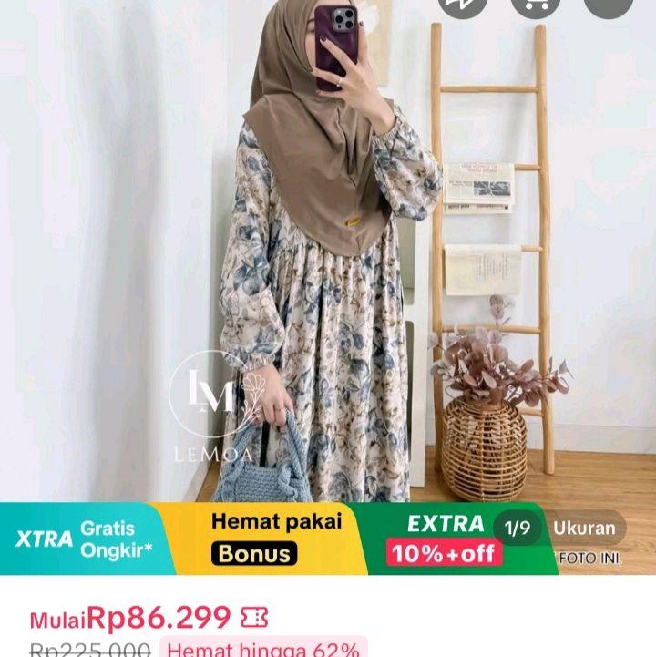 Aurel dress pita model lengan balon Busana muslim wanita motif - Shop ...