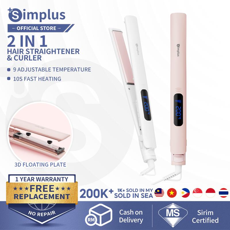 Simplus Digital Hair Straightner 2-In-1 Curler Floating Plat - TikTok ...
