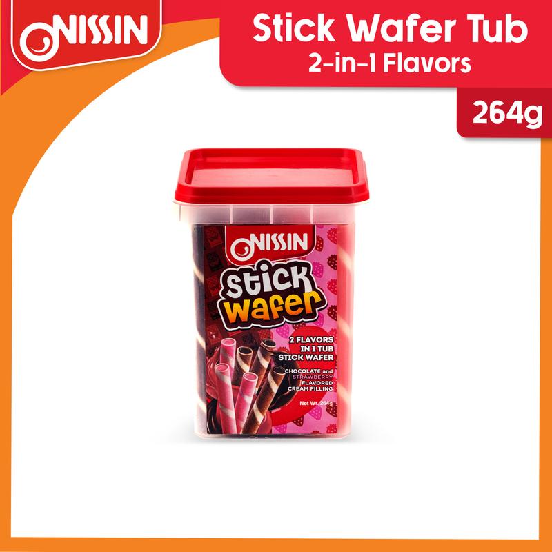 Nissin Stick Wafer Tub Chocolate and Strawberry Flavor 264g - TikTok ...