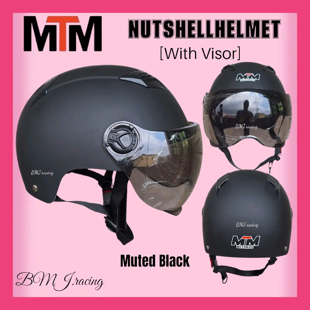 MTM H-05 Nutshell Helmet with Visor for (E-Bike, Bicycle, Motorcycle ...