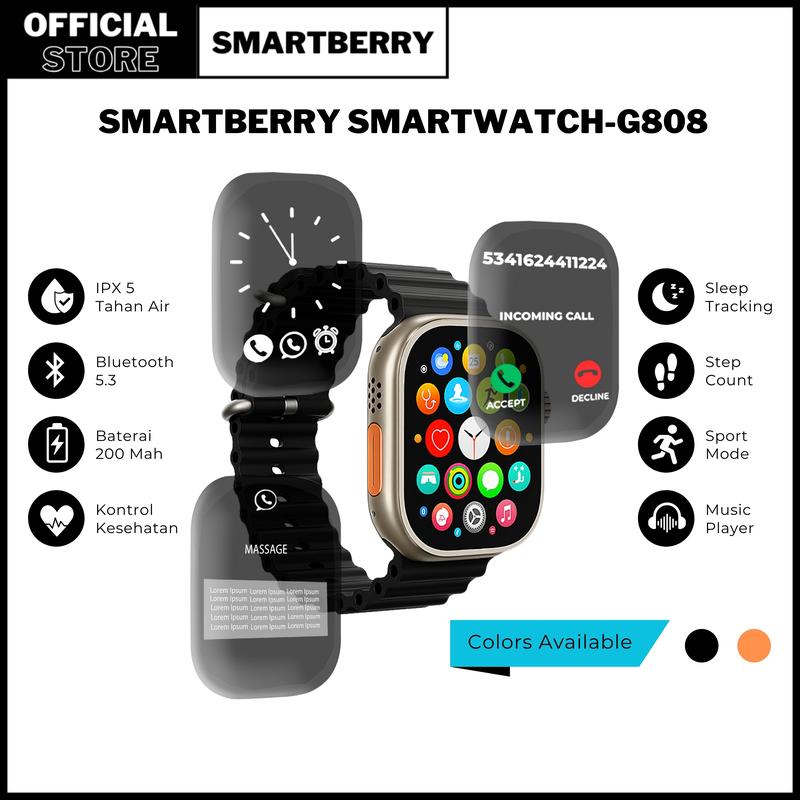 Smartberry Smartwatch G808 – Jam Tangan Pintar Stylish, Multifungsi ...