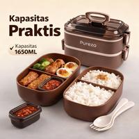Promo Kotak Makan 1650ML Besar Bento Box 4 Sekat lunchbox Anti Bocor ...