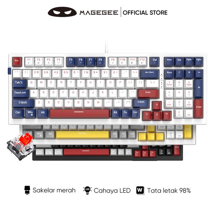 Promo MAGEGEE Mechanical Keyboard Wired Gaming LED Light 95% Layout ...