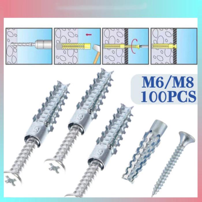 Jual 100set Angkur Baut Pengait Skrup Tembok M6/M8 Angkur Baut Tembok ...