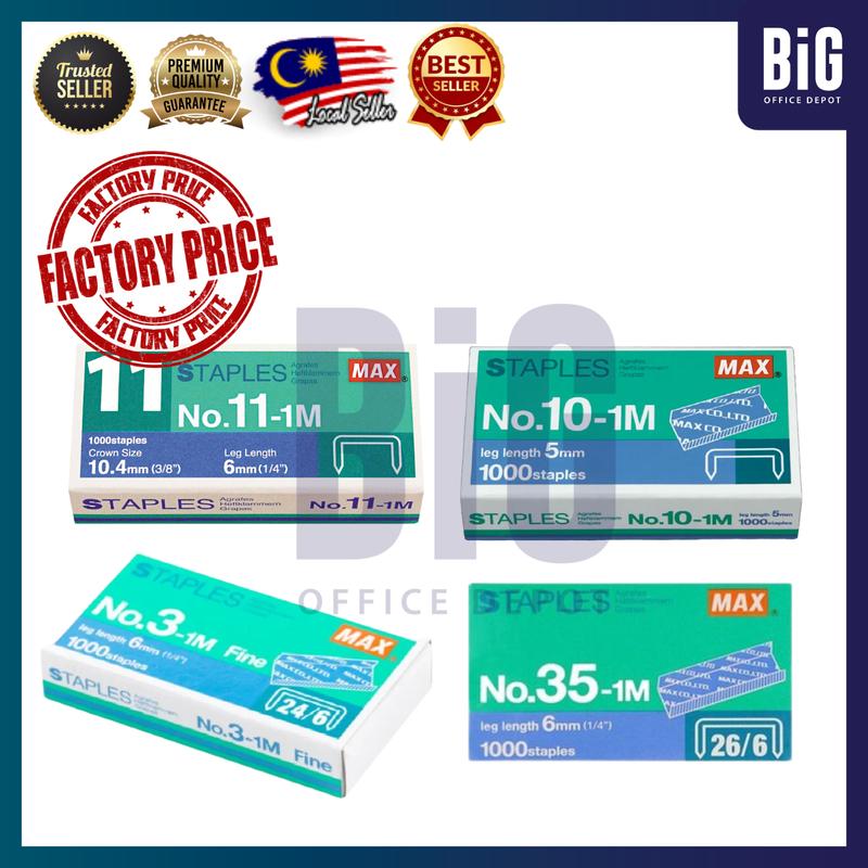 【READY STOCK | 100% ORIGINAL】MAX ALL SIZE NORMAL STAPLERS BULLET ...