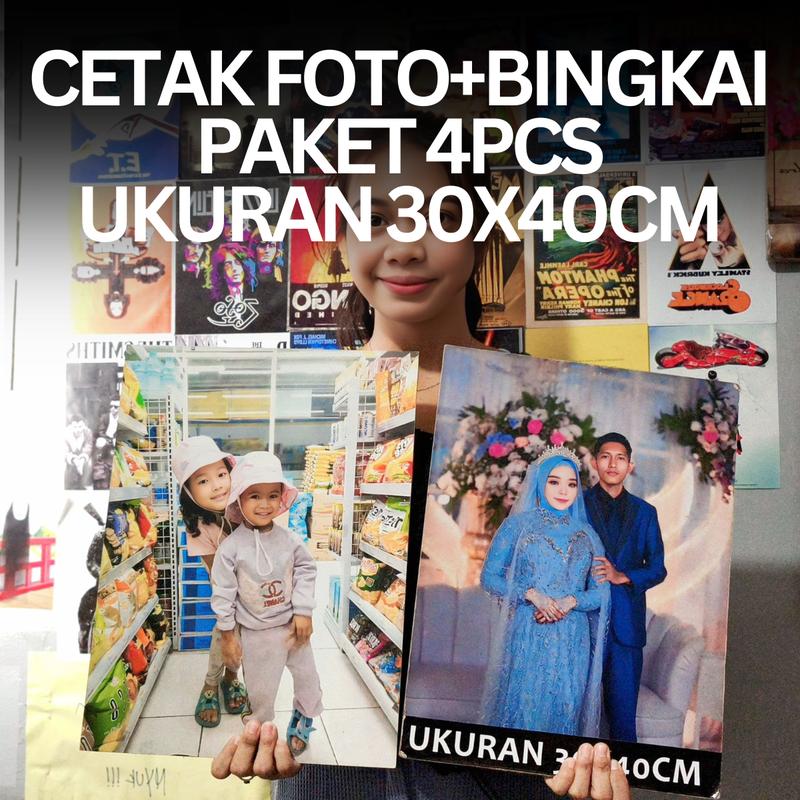 Cetak Foto+Bingkai 4 PCS ukuran 30x40cm Bisa pakai Foto Sendiri - Shop | Tokopedia