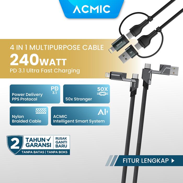 Promo ACMIC OMNILINE 4in1 240W Kabel Data PD 3.1 Power Delivery Ultra ...