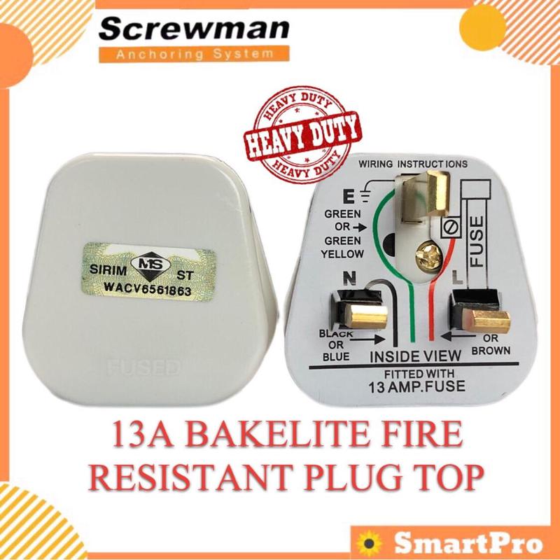 (SIRIM) Screwman Heavy Duty Bakelite 13A Fused 3 Pin Plug To - TikTok ...